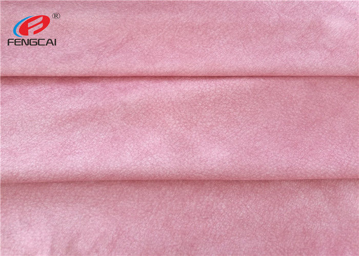 Pink Color 100% Printed Suede / Faux Suede Fabric For Sofa , Eco - Friendly