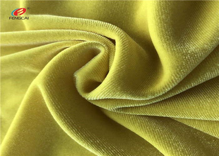 Yellow colour Warp knitted stretch spandex velvet fabric short pile ...
