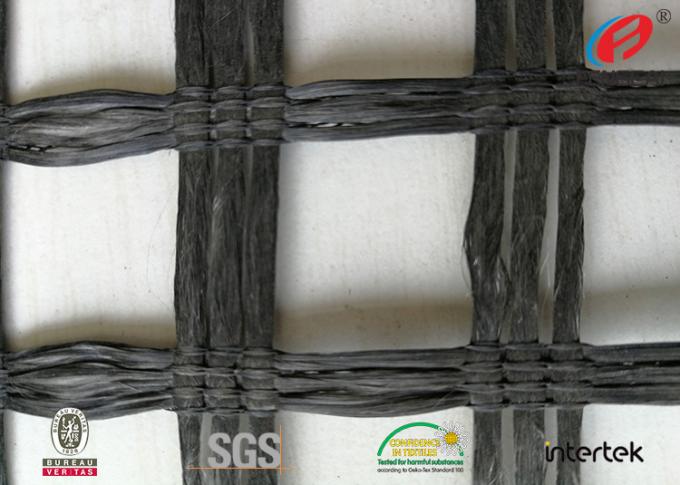 Durable Polyester Geogrid Reinforcing Fabric High Tensile Strength BLACK